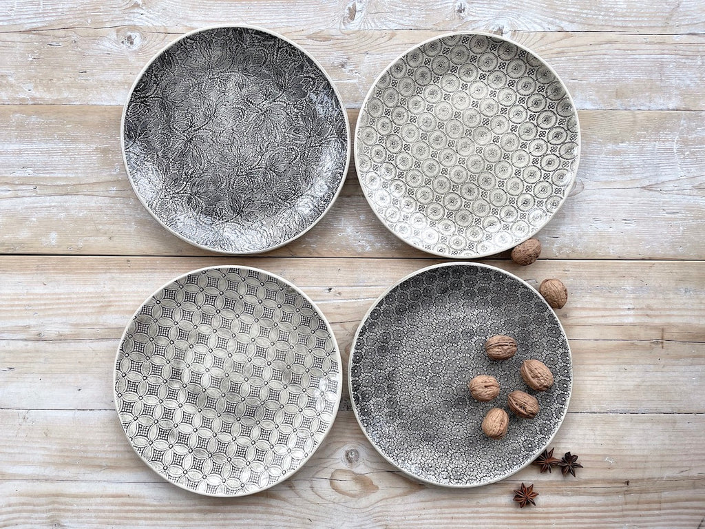 Wonki Ware Dinner Plates 28cm - Patterned Charcoal - Set of 4 – Wonki ...