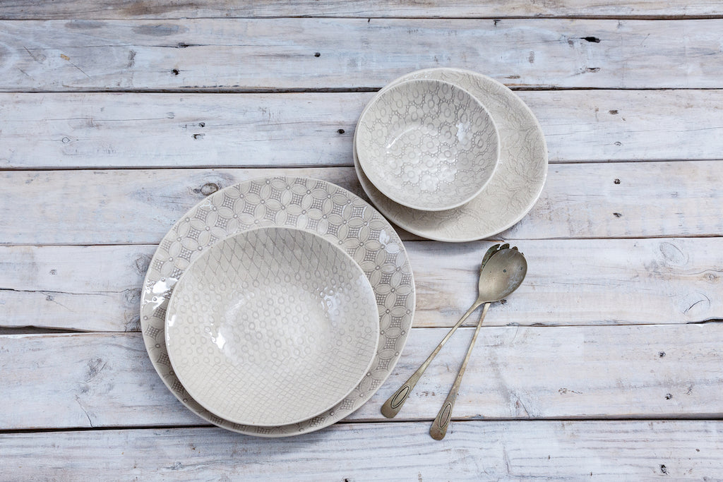 Wonki Ware 16 Piece Dinner Service - Warm Grey Patterned – Wonki Ware UK