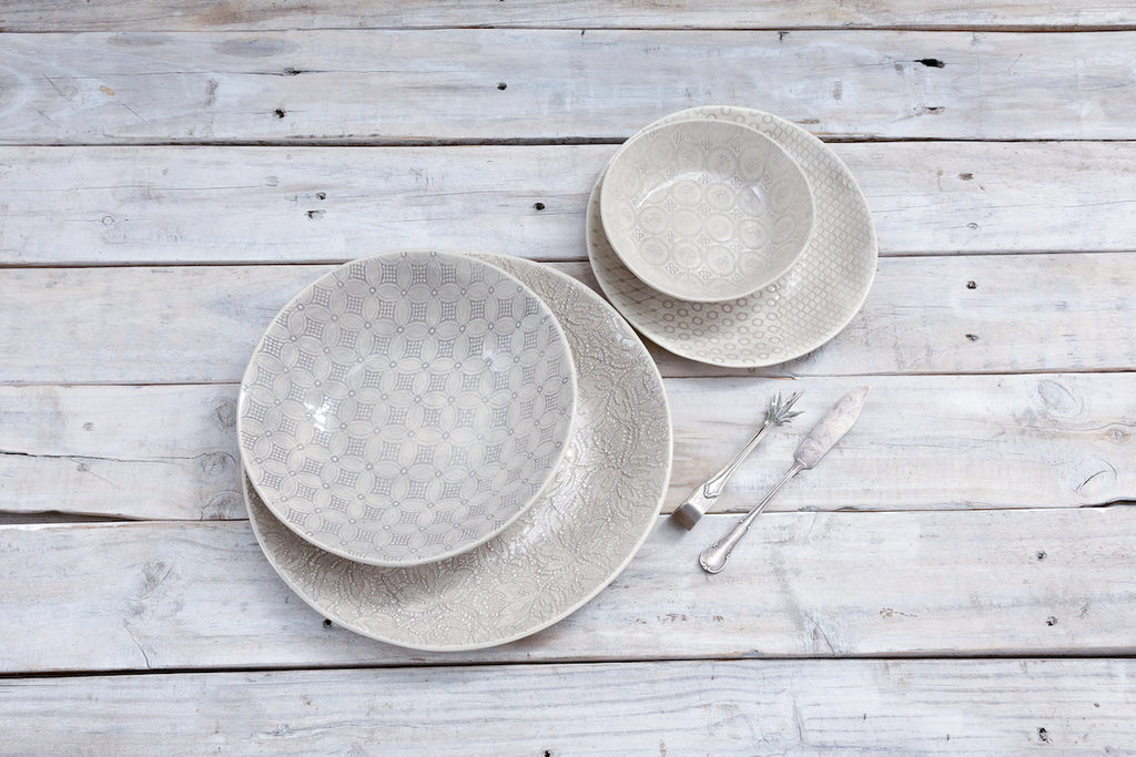 Wonki Ware 16 Piece Dinner Service - Warm Grey Patterned – Wonki Ware UK