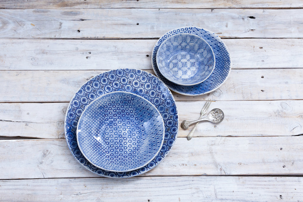 16-Piece Dinner Set - Blue Patterned | Wonki Ware UK