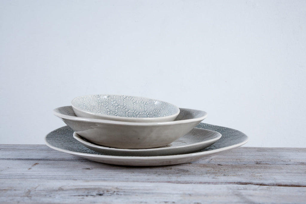 16-Piece Dinner Set - Duck Egg Patterned | Wonki Ware UK